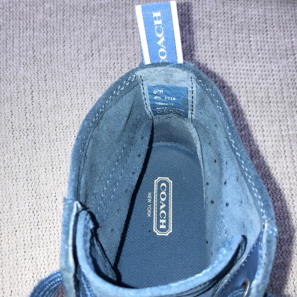 Coach | Shoes | Coach Blue Leather Suede Lace Up Sneakers | Poshmark